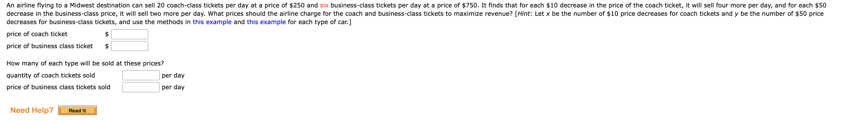 Solved decreases for business-class tickets, and use the | Chegg.com