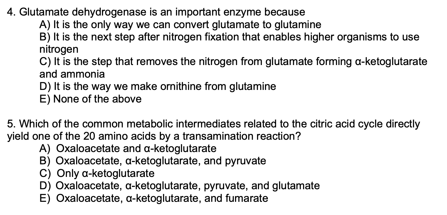 Solved 4. Glutamate dehydrogenase is an important enzyme | Chegg.com