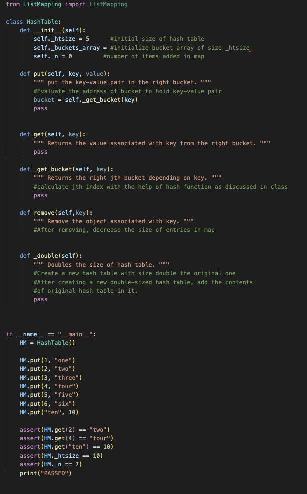 Solved In ListMapping.py file, complete all the methods we | Chegg.com