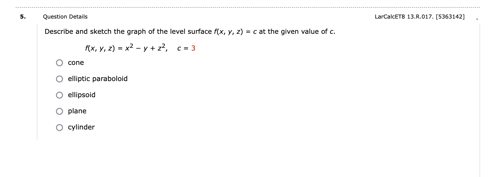 Solved Describe and sketch the graph of the level surface | Chegg.com