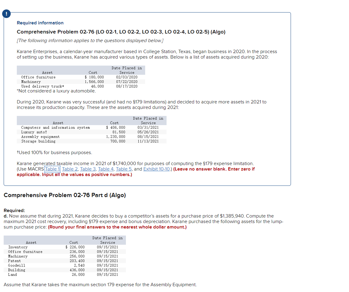 Solved ! Required information Comprehensive Problem 02-76 | Chegg.com