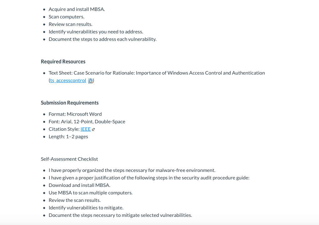 Assignment: Security Audit Procedure Guide Learning | Chegg.com