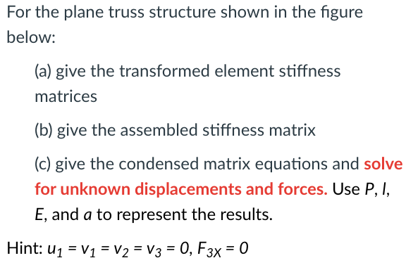 Solved For the plane truss structure shown in the figure | Chegg.com