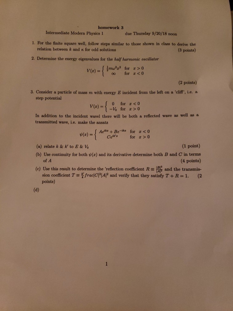 Solved Intermediate Modern Physics Homework. I am aware | Chegg.com