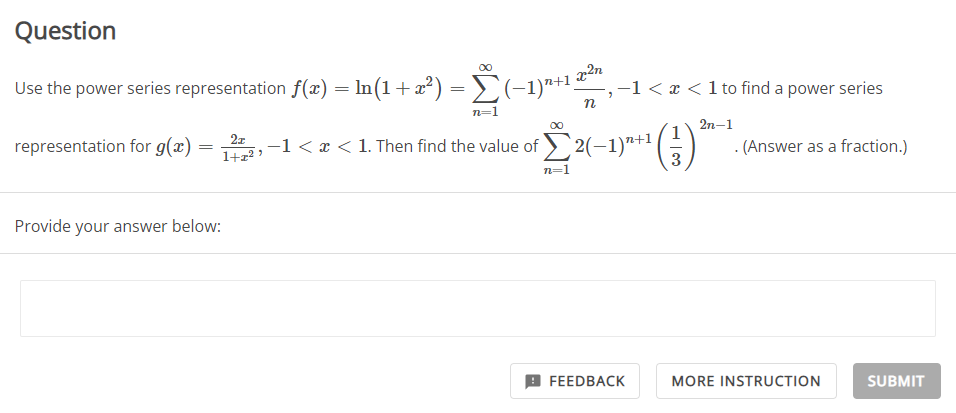 Solved Use the power series representation | Chegg.com