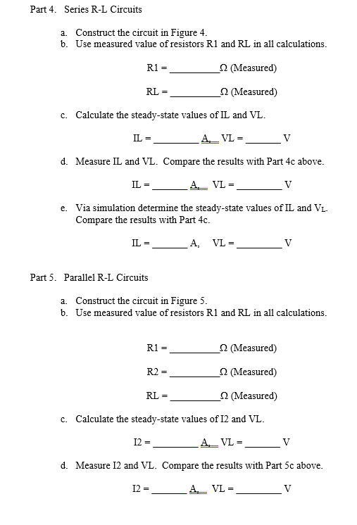 Solved Part 4. Series R-L Circuits a. b. Construct the | Chegg.com
