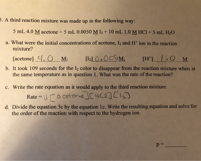 Solved Pre-Lab: Experiment 10; Chemical Kinetics 1. In an | Chegg.com