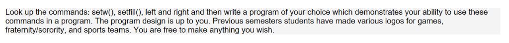 Solved Look up the commands: setw(), setfill(), left and | Chegg.com