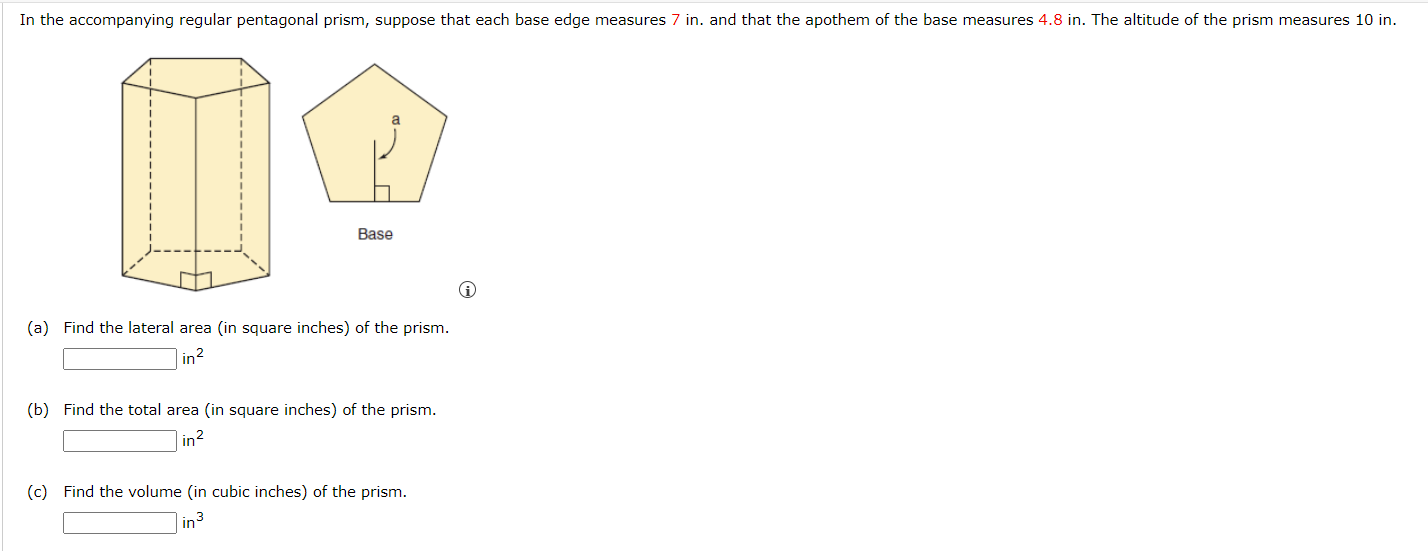 Solved In the accompanying regular pentagonal prism, suppose | Chegg.com
