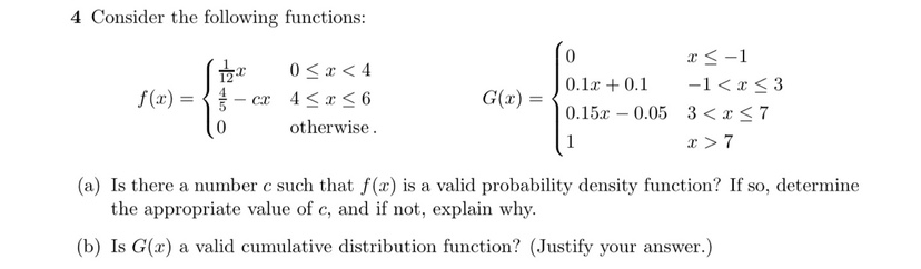 Solved 4 Consider the following functions: | Chegg.com
