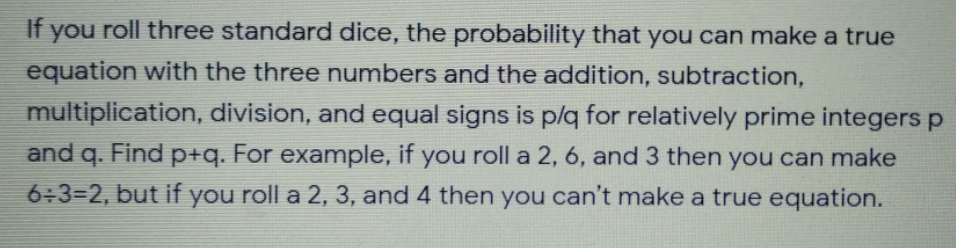 Solved If you roll three standard dice, the probability that | Chegg.com