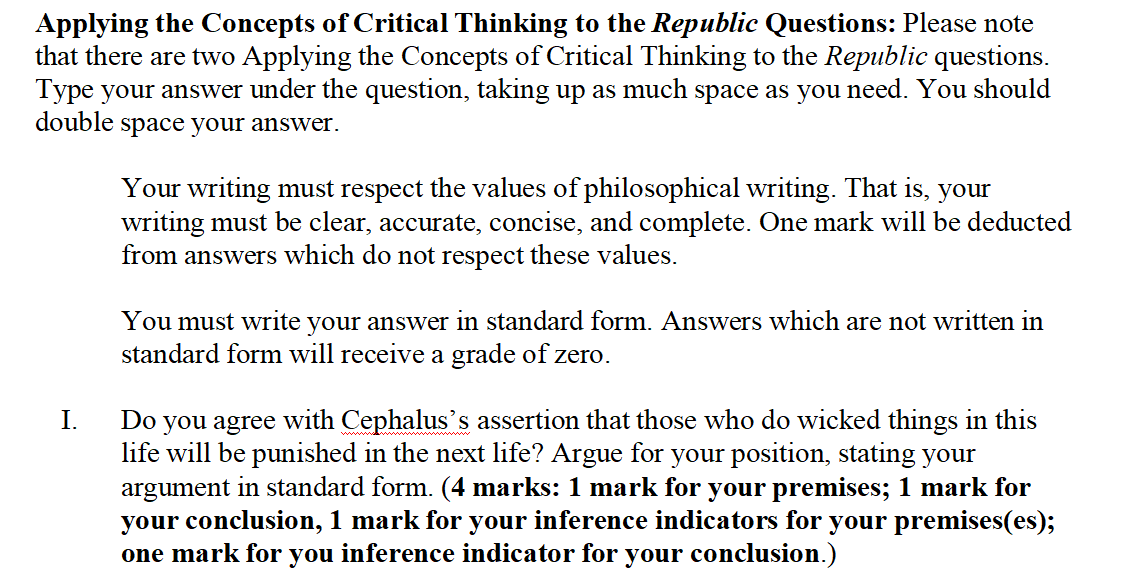 Solved Applying the Concepts of Critical Thinking to the | Chegg.com