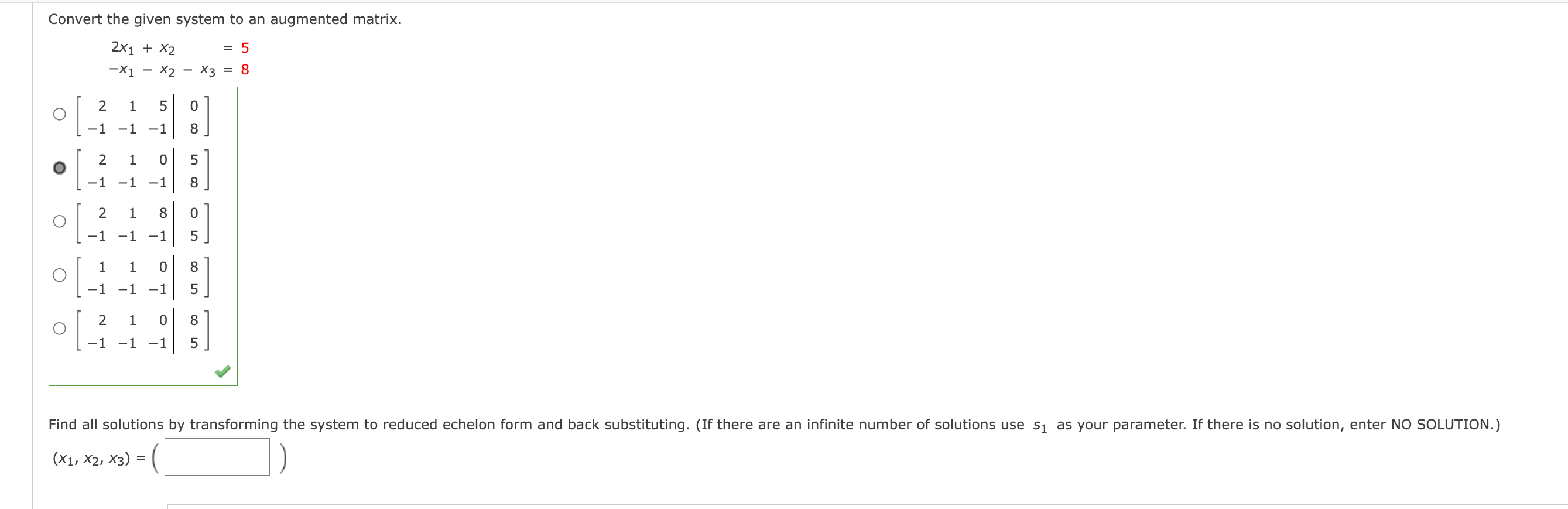 Solved Convert the given system to an augmented matrix. | Chegg.com
