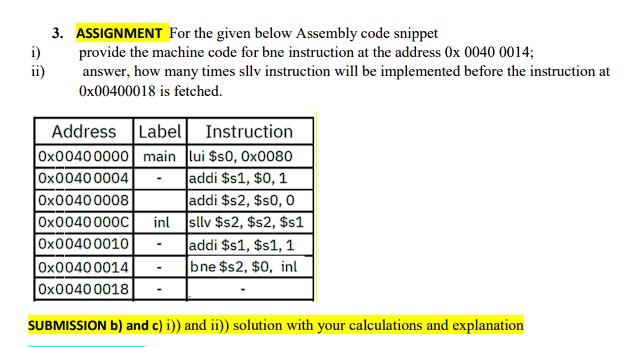 Solved i) provide the machine code for bne instruction at | Chegg.com