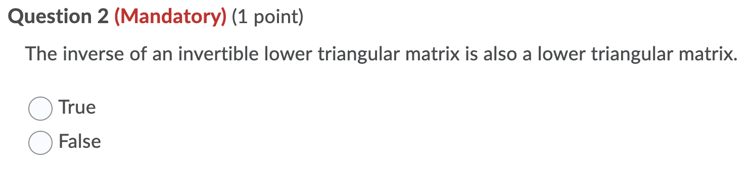 Solved Question 2 (Mandatory) (1 point) The inverse of an | Chegg.com