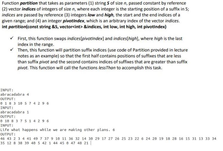 Solved Function partition that takes as parameters(1) string | Chegg.com