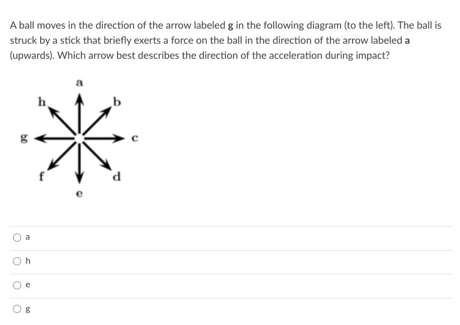 Solved A ball moves in the direction of the arrow labeled g | Chegg.com