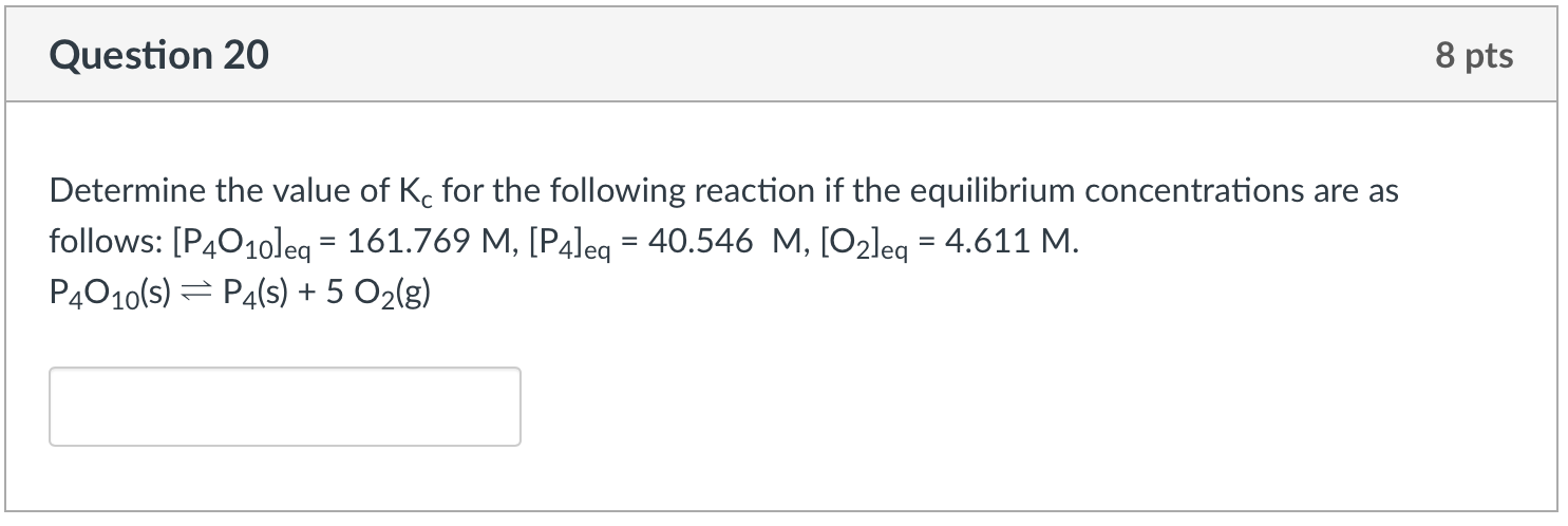 Solved Determine the value of Kc for the following reaction | Chegg.com