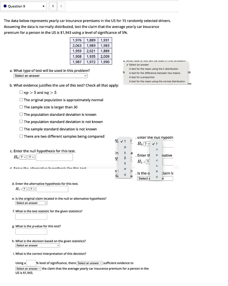 Solved The data below represents yearly car insurance | Chegg.com