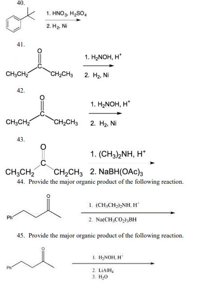 Solved o 1. HNO3 H2SO4 2. H. Ni momento 1. H2NOH, H CH,CH2 | Chegg.com