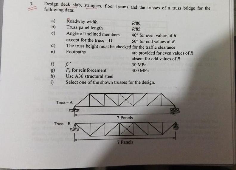 3. Design deck slab, stringers, floor beams and the | Chegg.com