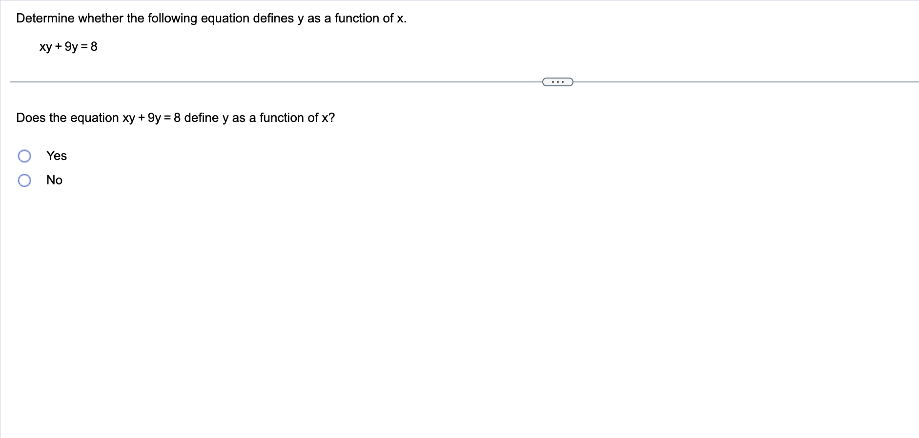 Solved Determine whether the following equation defines y as | Chegg.com