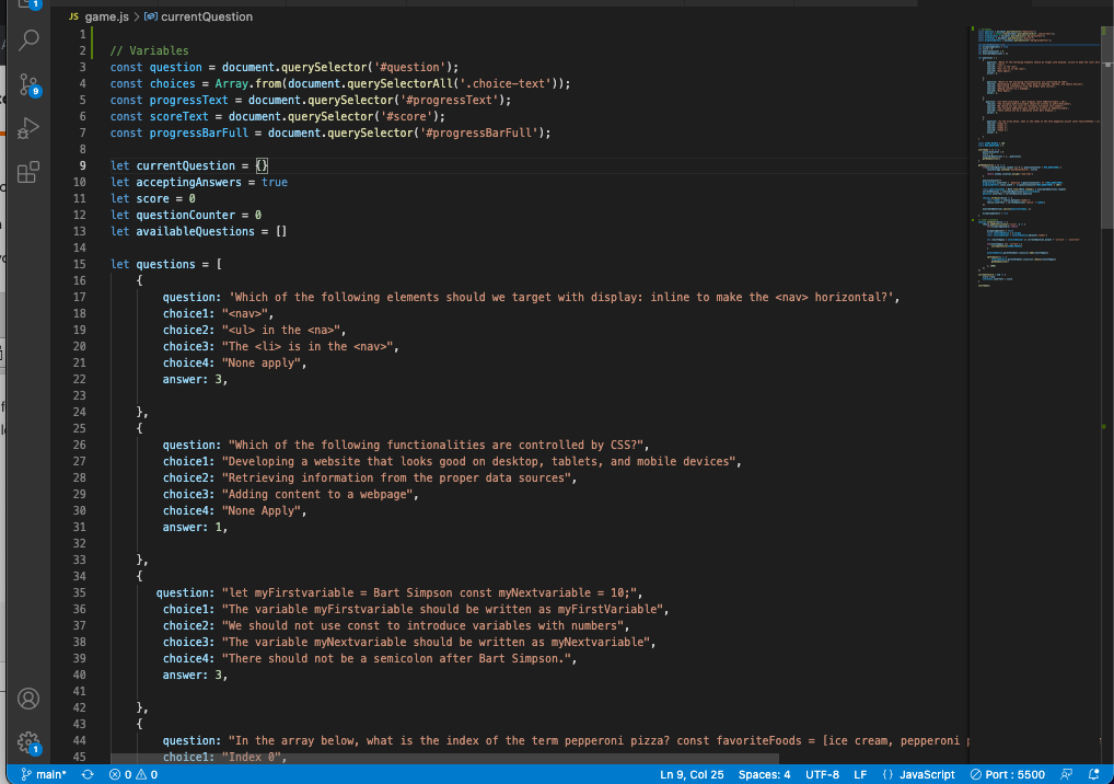 So I need to write a winning condition for my trivia | Chegg.com
