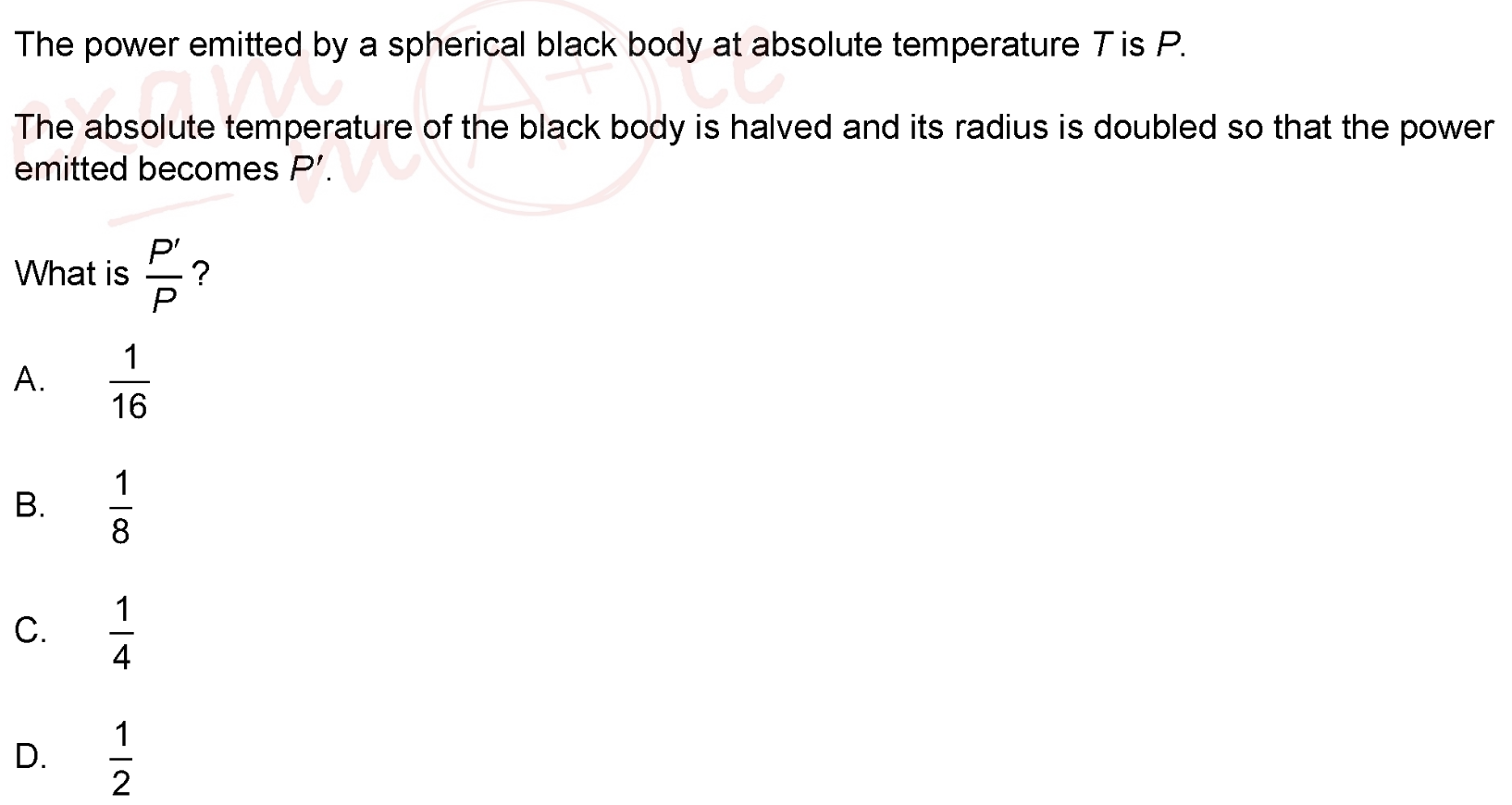 Solved The power emitted by ﻿a spherical black body | Chegg.com