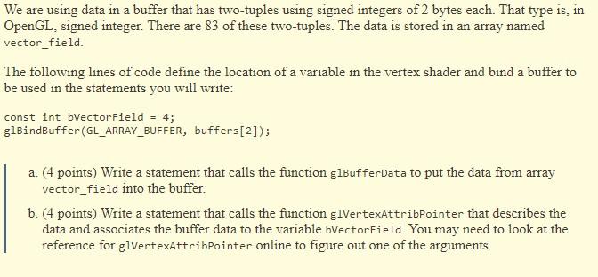 We are using data in a buffer that has two-tuples | Chegg.com