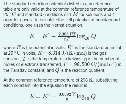 Solved The standard reduction potentials listed in any | Chegg.com