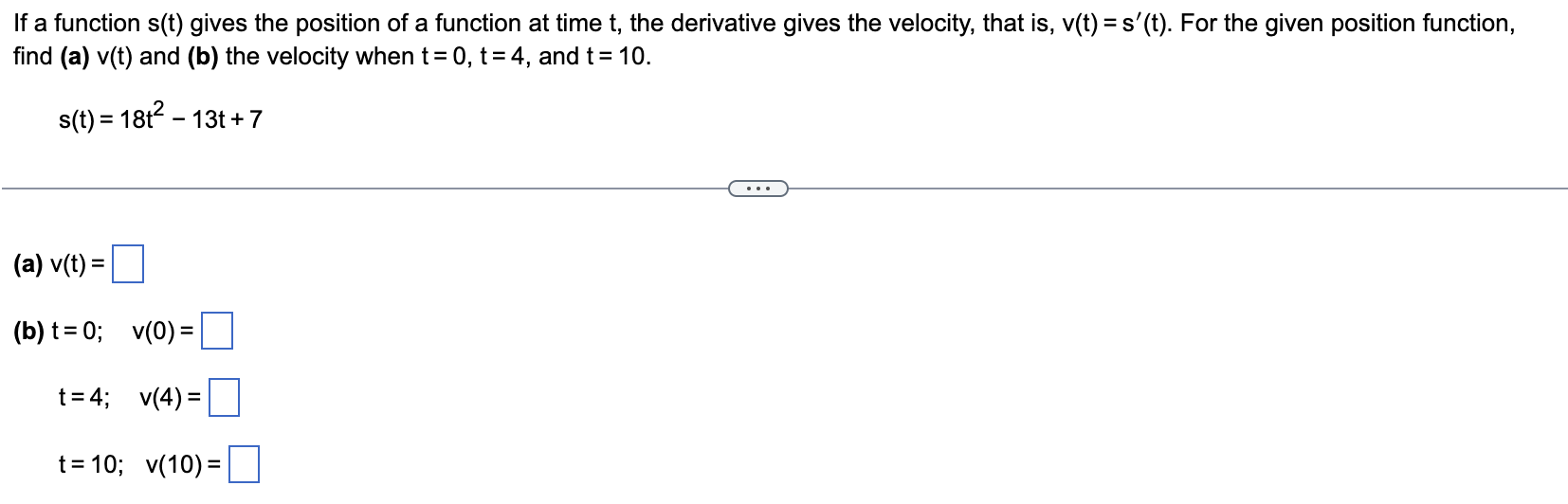 Solved If a function s(t) gives the position of a function | Chegg.com