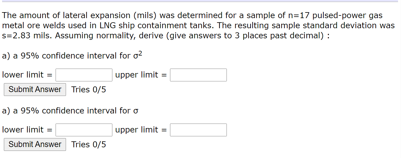 Solved The amount of lateral expansion (mils) was determined | Chegg.com