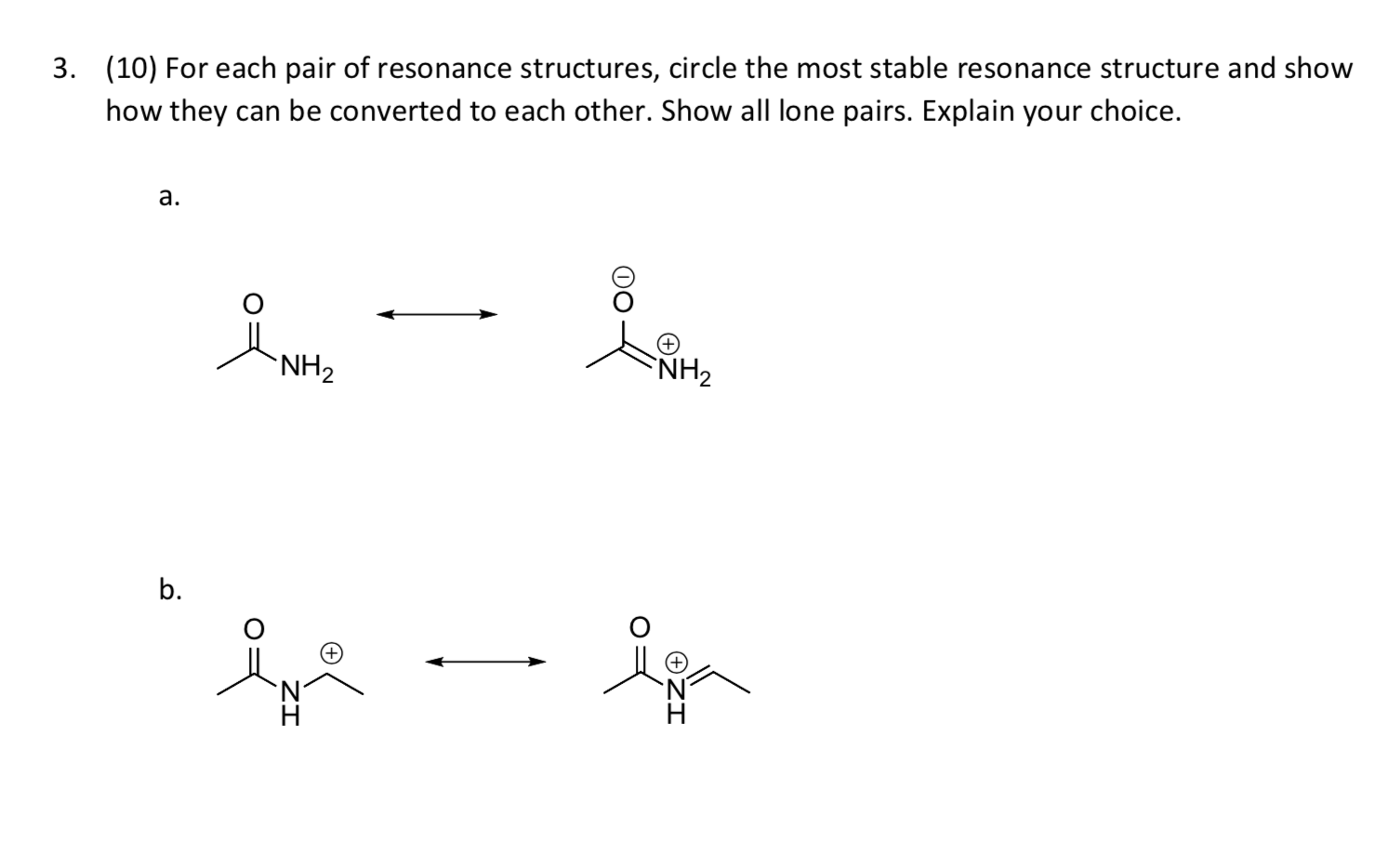 Solved 3. (10) For each pair of resonance structures, circle | Chegg.com