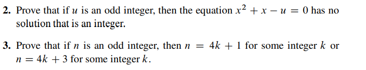 Solved 2. Prove that if u is an odd integer, then the | Chegg.com