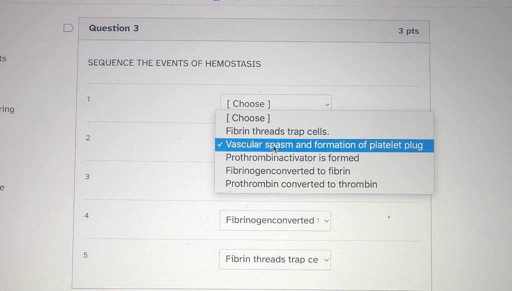 Solved SEQUENCE THE EVENTS OF HEMOSTASIS | Chegg.com