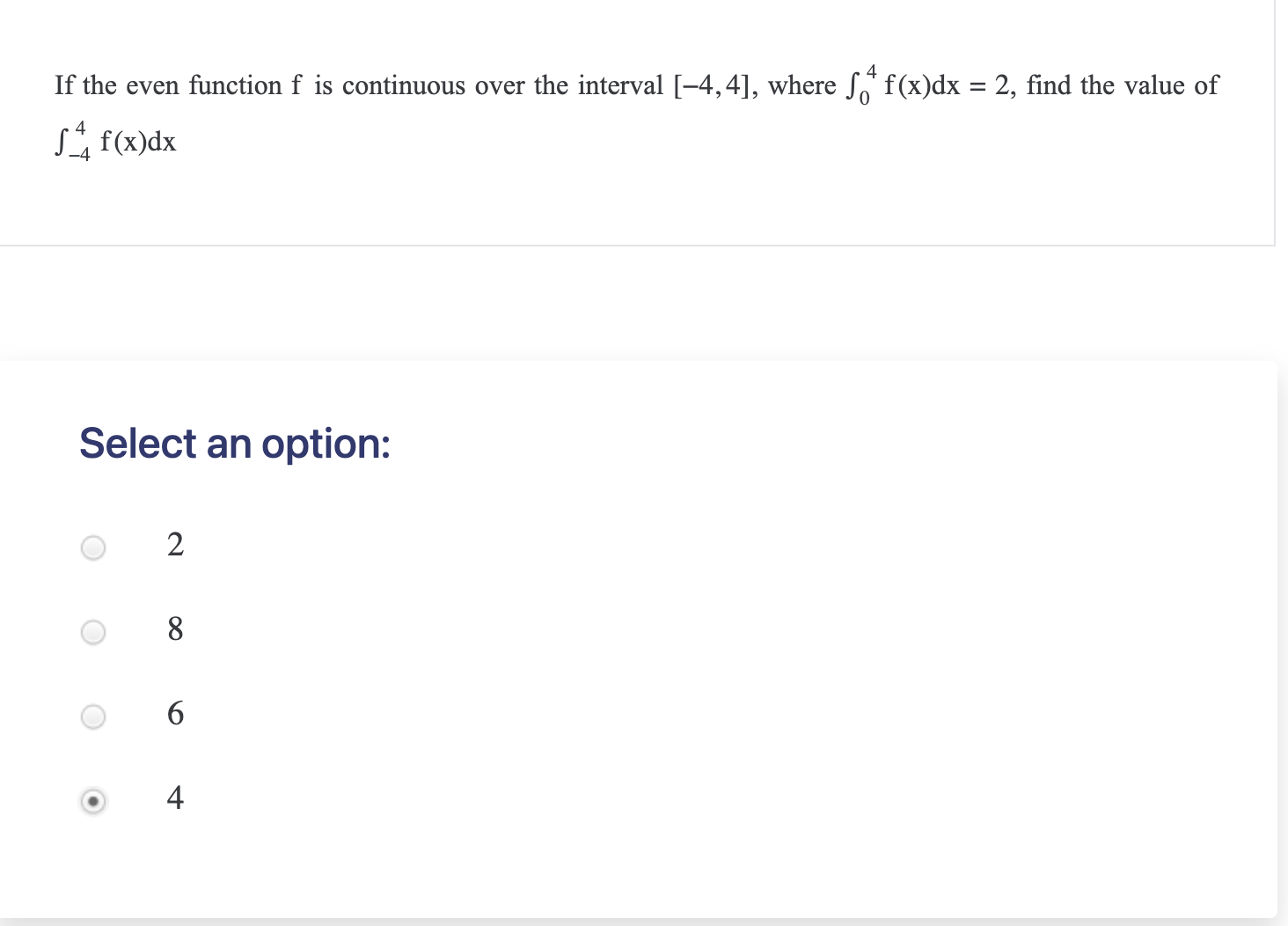 Solved If the even function f is continuous over the | Chegg.com