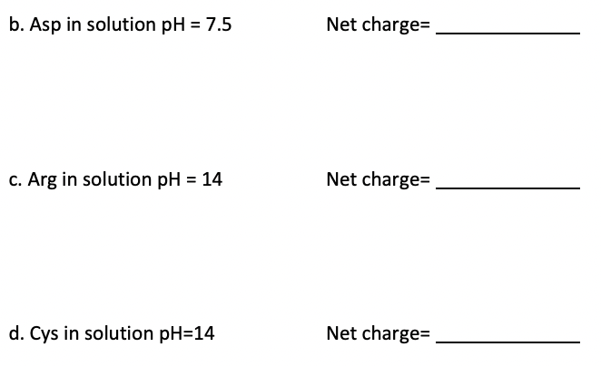 Solved Calculate the net charge for the following, as a | Chegg.com