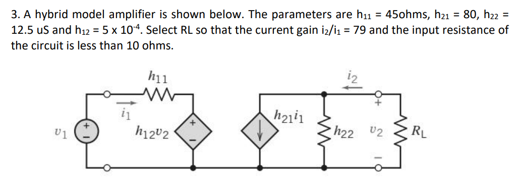 Solved 3. A hybrid model amplifier is shown below. The | Chegg.com