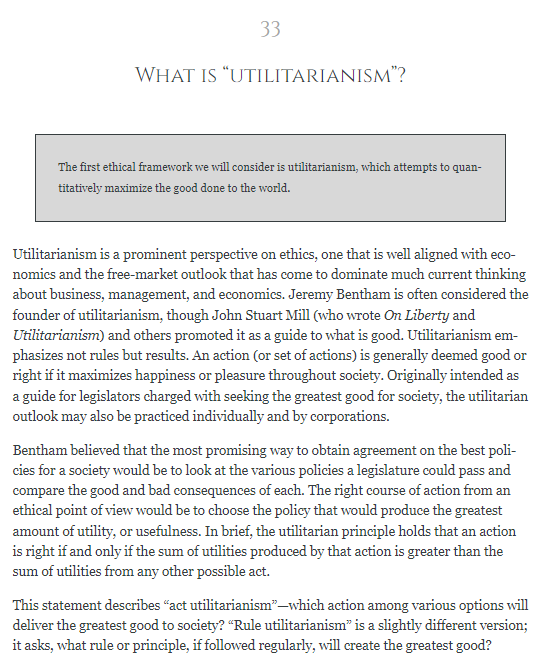 Solved WHAT IS "UTILITARIANISM"? The first ethical framework | Chegg.com