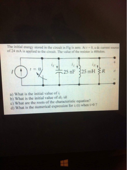 Solved The initial energy stored in the circuit in Fig is | Chegg.com