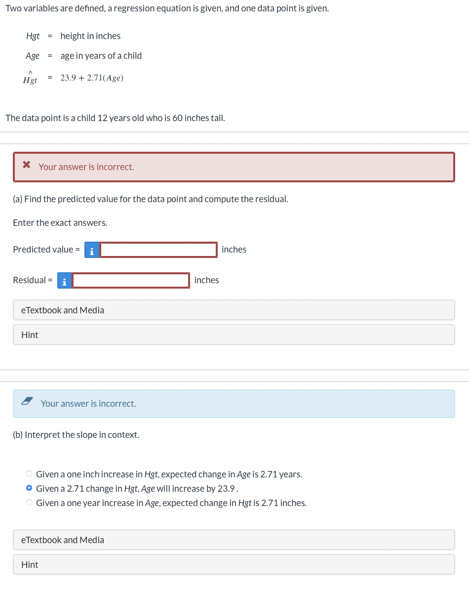 Solved Two variables are defined, a regression equation is | Chegg.com