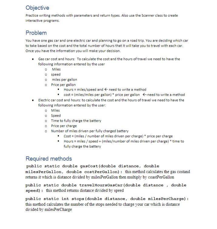 Solved Objective Practice writing methods with parameters | Chegg.com