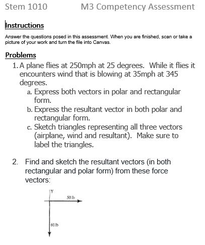 Solved Stem 1010 M3 Competency Assessment Instructions | Chegg.com