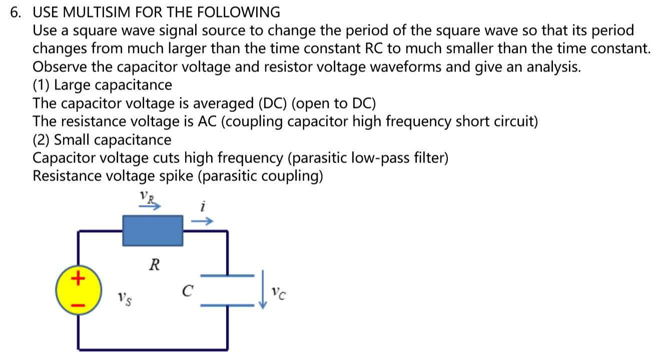 Solved 6. USE MULTISIM FOR THE FOLLOWING Use a square wave | Chegg.com