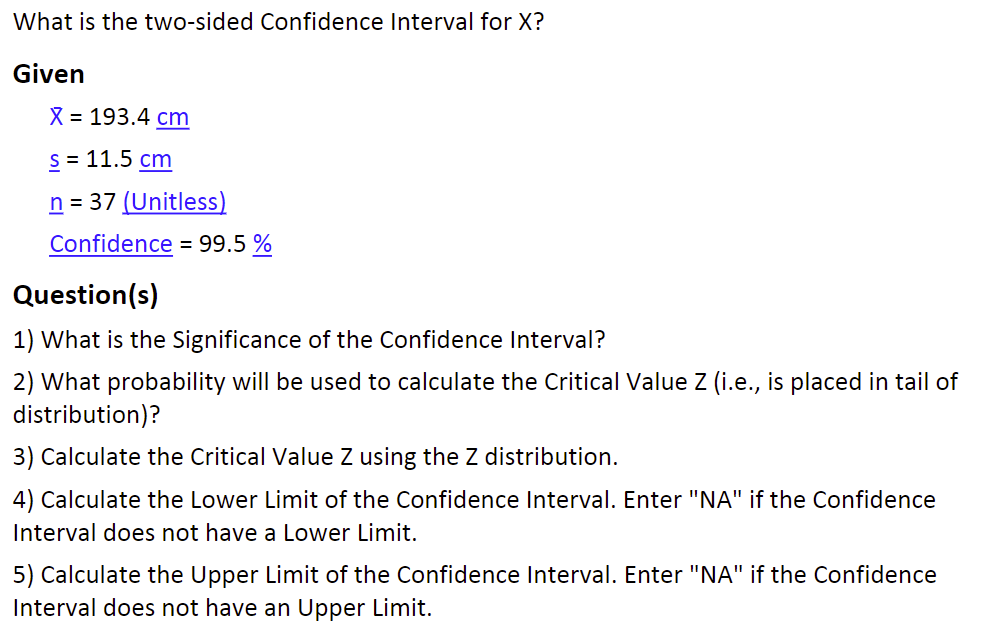 Solved What is the two-sided Confidence Interval for X ? | Chegg.com