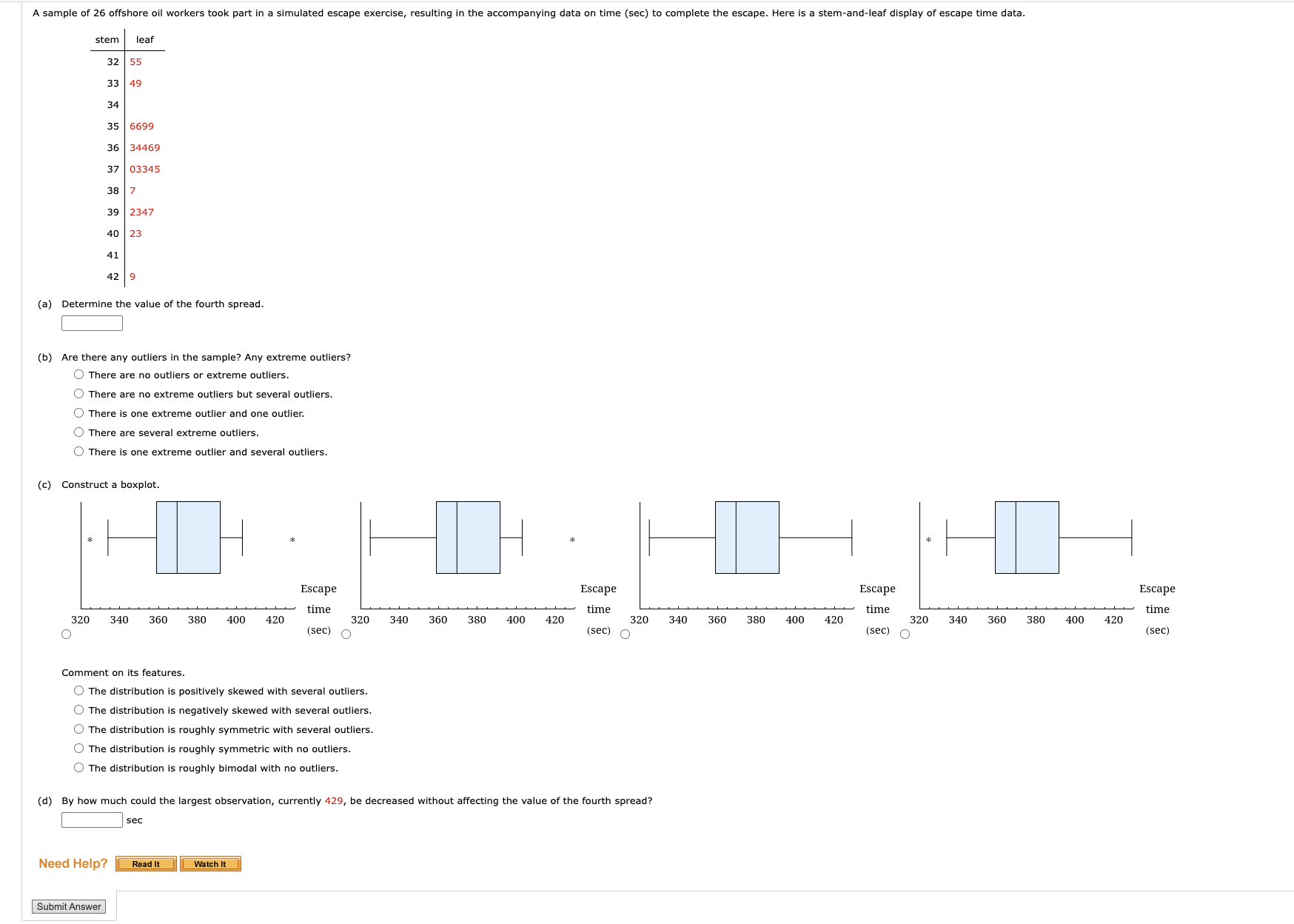 Solved (a) Determine the value of the fourth spread. (b) Are | Chegg.com