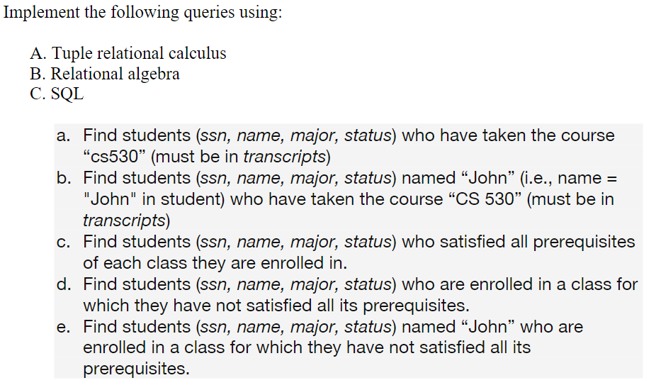 Consider the following University Database schemas. | Chegg.com