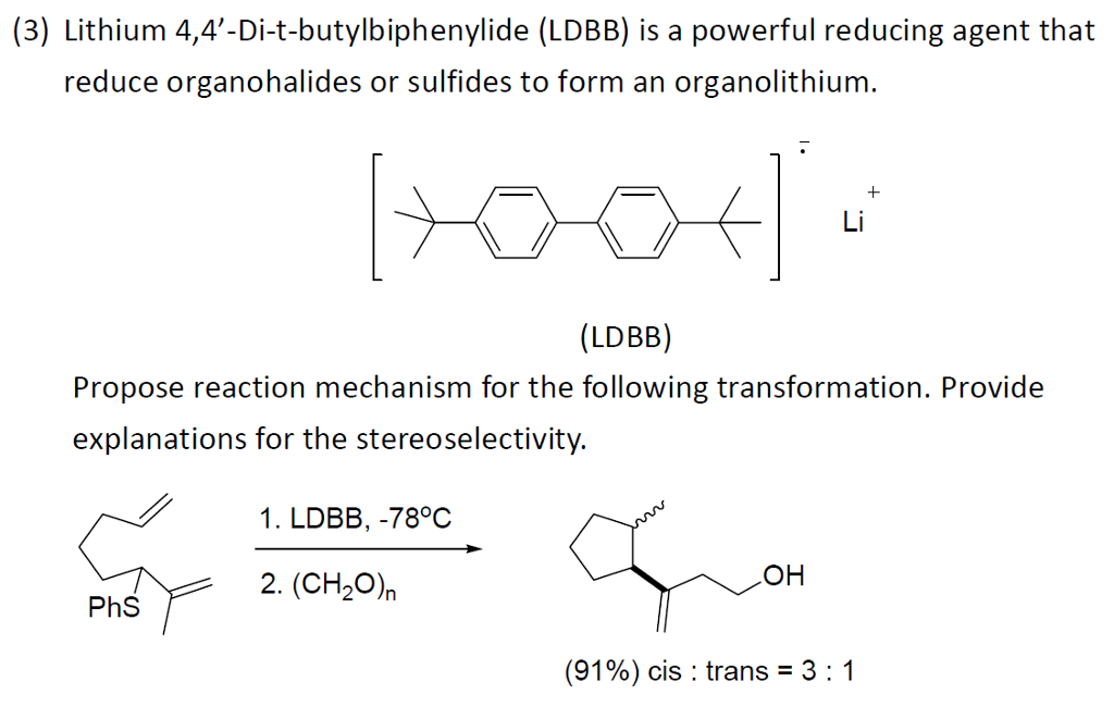 Solved (3) Lithium 4,4'-Di-t-butylbiphenylide (LDBB) is a | Chegg.com