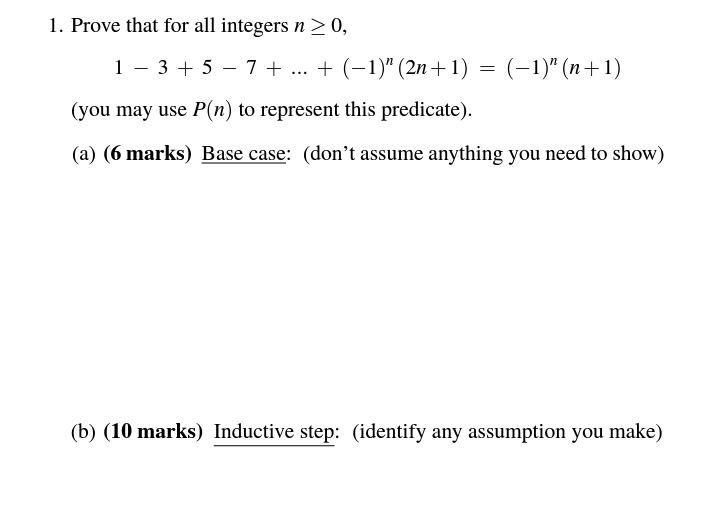 Solved 1. Prove that for all integers n≥0, | Chegg.com