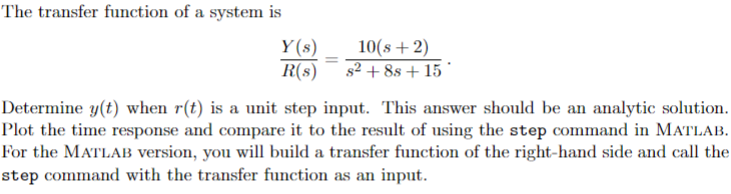 The transfer function of a system | Chegg.com